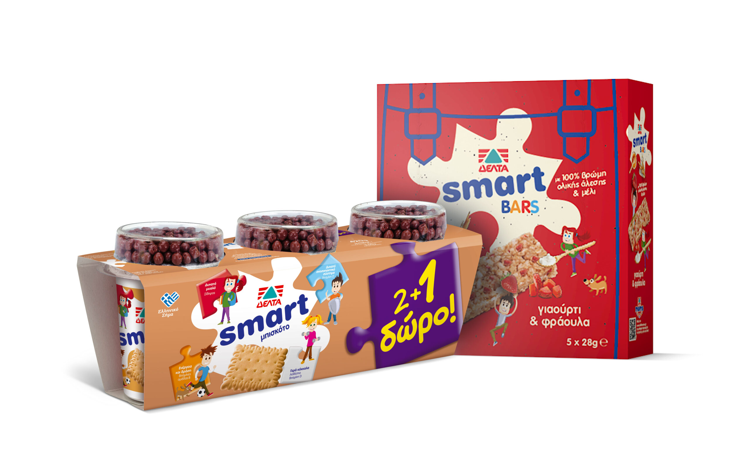 Μπάρα Δημητριακών Φράουλα Smart Δέλτα 5Χ28g + Επιδόρπιο Γιαουρτιού ...